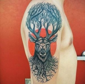 30 Tree-Themed Deer Tattoo Design For Love of Nature and Animals