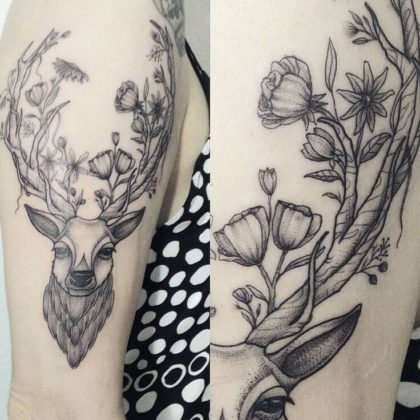 30 Tree-Themed Deer Tattoo Design For Love of Nature and Animals