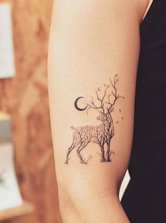30 Tree-Themed Deer Tattoo Design For Love of Nature and Animals