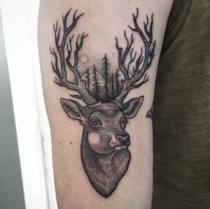 30 Tree-Themed Deer Tattoo Design For Love of Nature and Animals